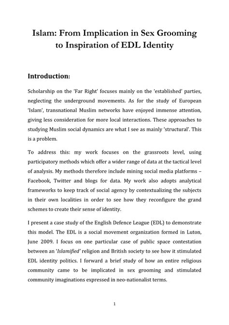 Pdf Islam From Implication In Sex Grooming To Inspiration Of Edl