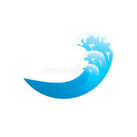 Ocean Wave Isolated Illustration Blue Ocean Waves With White Foam