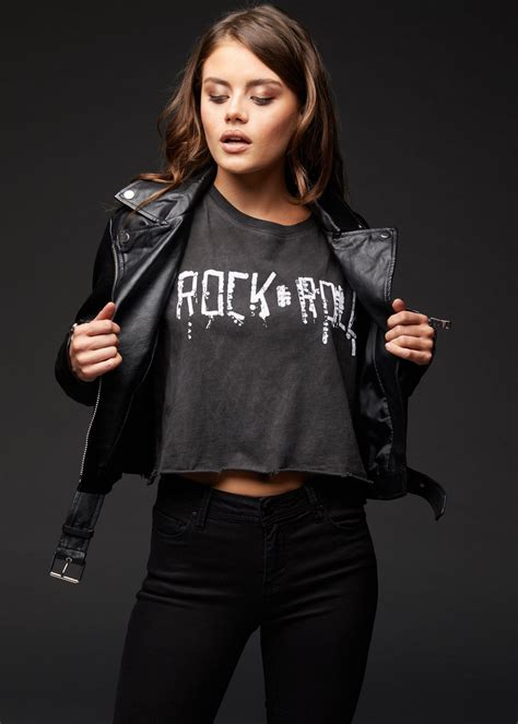 Black Cropped Rock N Roll Tee Rocker Outfit Edgy Fashion Chic