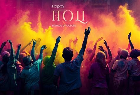 Premium Psd Holi Festival Concept Dancing Humans Surrounded By Holi