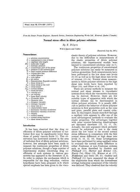 Normal Stress Effect In Dilute Polymer Solutions