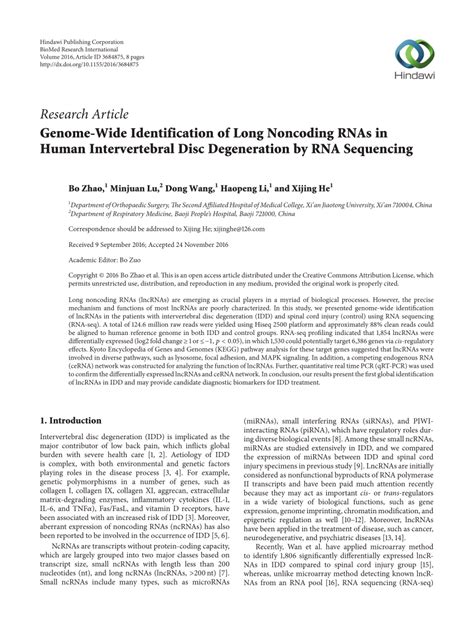 Pdf Genome Wide Identification Of Long Noncoding Rnas In Human