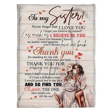 T For Sister Blanket To My Sister Blanket Never Forget That I Love
