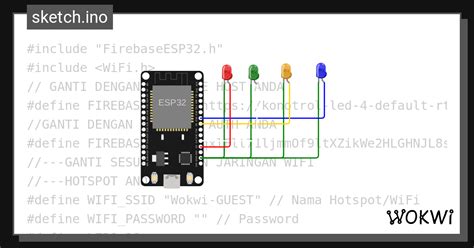 Kontrol Led 4 Wokwi Esp32 Stm32 Arduino Simulator