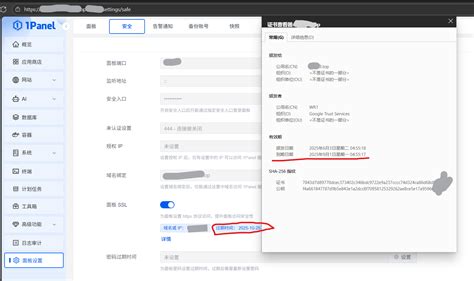 在网站 证书这里已经申请续期证书，面板设置中的安全 面板 Ssl也已经更新了新的截止日期，但是浏览器依然提示不安全 1panel 社区