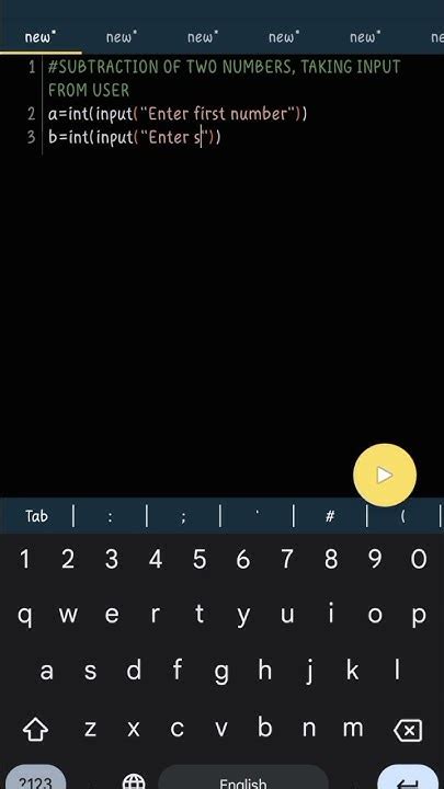 Subtraction Of Two Numbers Using Python Youtube