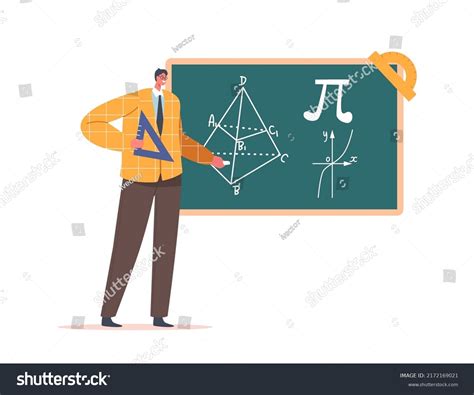Teacher Protractor Stand Blackboard Explain Geometry Stock Vector Royalty Free