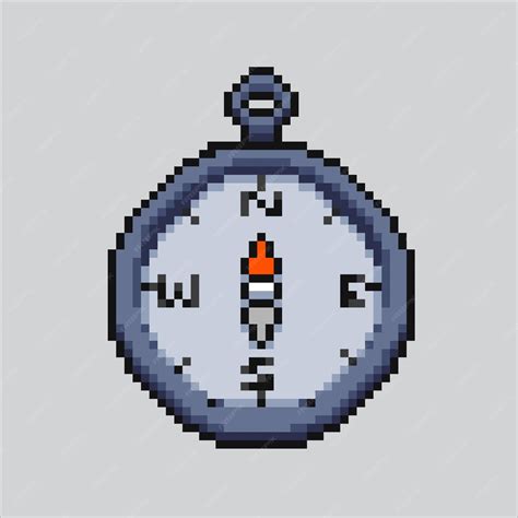 Premium Vector Pixel Art Illustration Compass Pixelated Compass