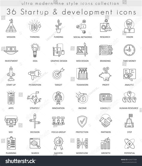 Vector Startup Development Ultra Modern Outline Stock Vector Royalty Free 424377709 Shutterstock