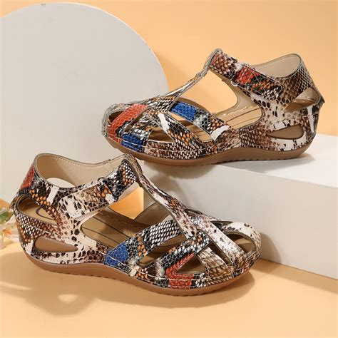 Badu Bg Нови летни дамски змийски сандали с платформени токчета с кръстосана каишка с дантелени