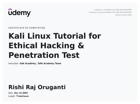 Rishi Raj Oruganti On Linkedin Cybersecurity Ethicalhacking Kalilinux Skillgrowth Udemy