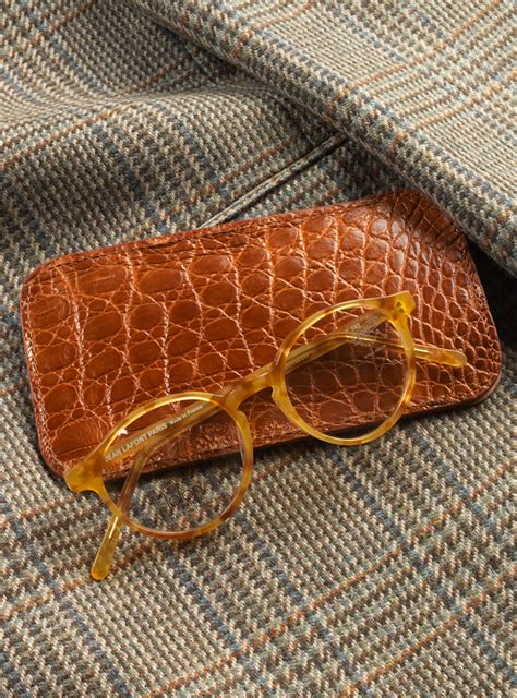Crocodile Eyeglass Case In Cognac The Ben Silver Collection