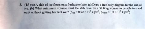 15 Pts A Slab Of Ice Floats On Freshwater Lake Draw Free Body Diagram