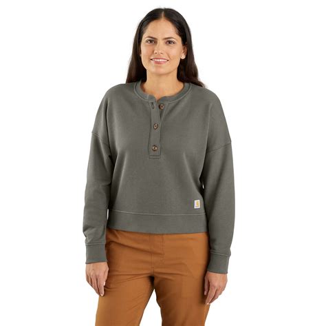 Womens Tencel™ Fiber Series Loose Fit French Terry Henley Sweatshirt