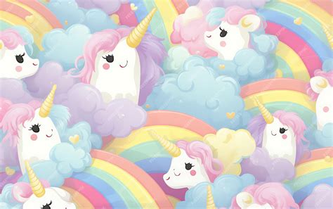 Premium Ai Image Japanese Cute Unicorn Repeated Patterns Anime Art