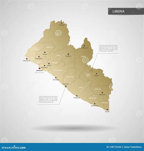 Stylized Liberia Map Vector Illustration Stock Vector Illustration