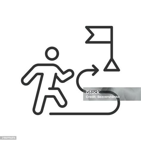 플래그 방법 선 디자인의 아이콘 깃발 대상 마커 목표 경로 경로 흰색 배경 벡터에 방법 편집 가능한 획 아이콘에 플래그를 지정하는 방법 0명에 대한 스톡 벡터 아트 및 기타