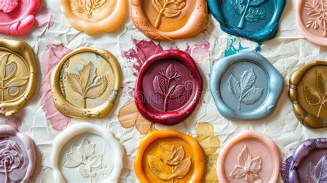 Collection Of Colorful Wax Seal Stamps With Different Embossing