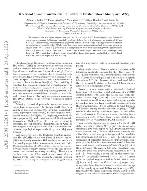 Pdf Fractional Quantum Anomalous Hall States In Twisted Bilayer Mote