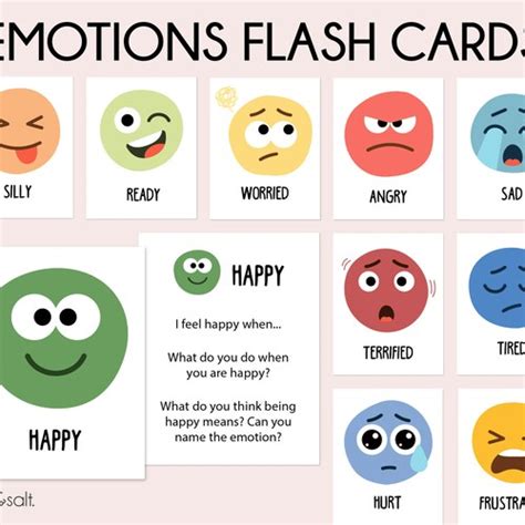 Emotions Flash Cards Zones Of Regulation Cards Social Etsy