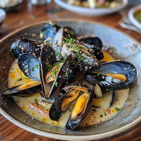 Premium Photo Mussel Delicacy Dish On A Plate