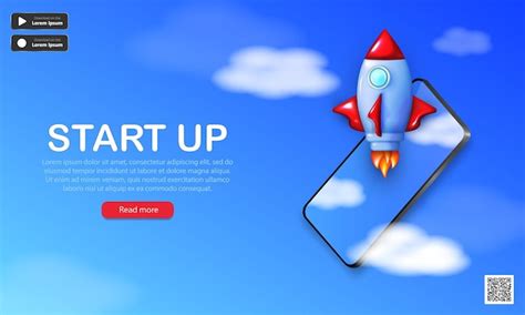 Premium Vector Landing Page With 3d Cartoon Rocket Flying Out Of The