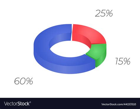 3d Donut Chart Infographic Concept With Three Vector Image