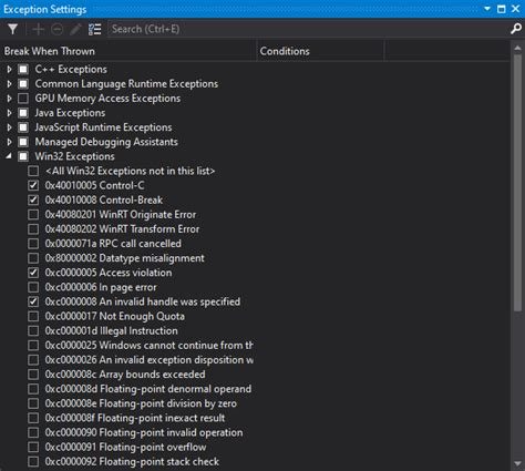 how to prevent vs from breaking on handled exceptions microsoft qanda