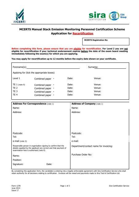 MCERTS Manual Stack Emission Monitoring Personnel Certification