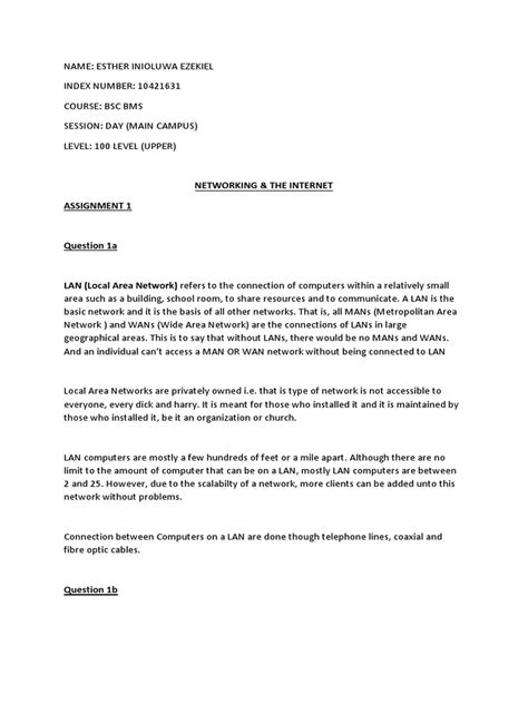 assignment 1 network and internet pdf computer network local