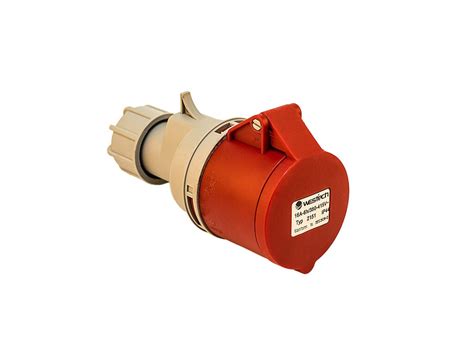 Cee Socket 16a 380 400v 5 Poles 6h Ip44 Red Grey 6 99