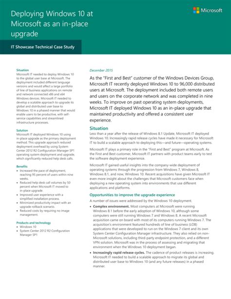 Deploying Windows 10 At Microsoft As An In