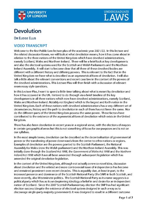 Topic 3 Lecture Plus Public Devolution Devolution VIDEO TRANSCRIPT