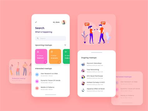 ux ui meetup app design on behance
