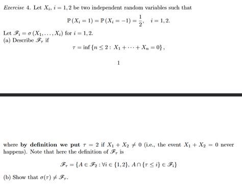 Solved Exercise 4 ﻿let Xii12 ﻿be Two Independent Random