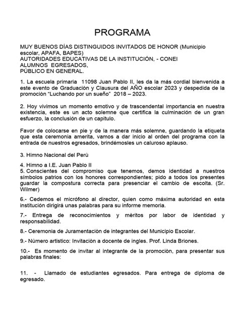 Programa De Clausura Pdf