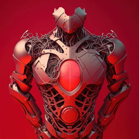 Premium Photo Image Of Cyber Prosthetic Of Body On Red Background