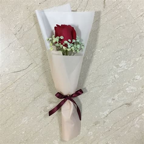 Red Rose Single Stalk Valentines Day Birthday Bouquet Design And Craft