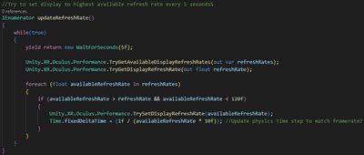 Updating Quest 2 Refresh Rate Causing Physics Stuttering Unity Engine