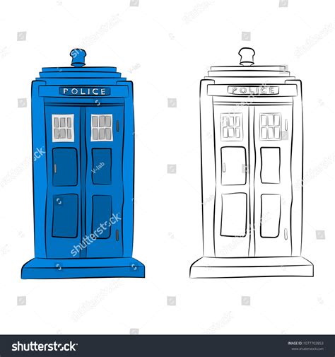 연필로 그린 경찰 상자 스톡 벡터로열티 프리 1077703853