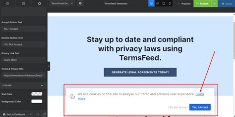 How To Enable A Cookie Notice On Swipe Pages TermsFeed