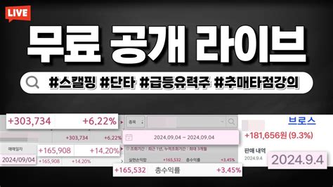 2024 09 04 무료 방송 단타 종목추천 시장 분석ㅣ한전산업 Sg 예스24 에너토크 Youtube