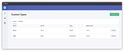 types api technical reference documentation prismic