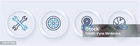 라인 레이싱 헬멧 자동차 타이어 휠 스톱워치 및 렌치 스패너 아이콘을 설정합니다 벡터 계시기에 대한 스톡 벡터 아트 및 기타 이미지 계시기 교통 교통수단 Istock