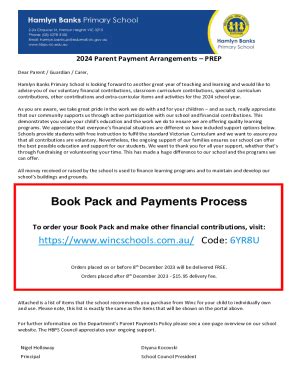 Fillable Online 2024 Parent Payment Arrangements PREP Fax Email Print