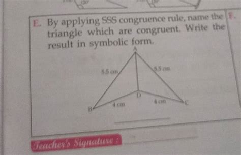 E By Applying Sss Congruence Rule Name The Triangle Which Are Congruent