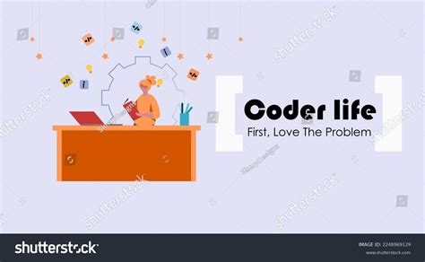 Coder Life Flat Illustration Girl Learning Stock Vector Royalty Free