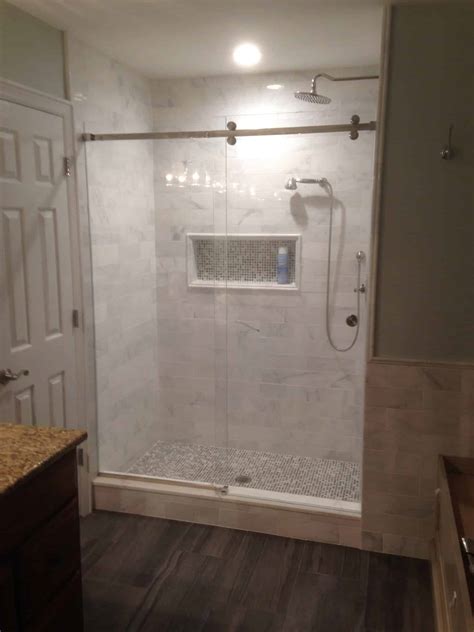 Frameless Barn Style Sliding Shower Door By Absolute Shower Doors