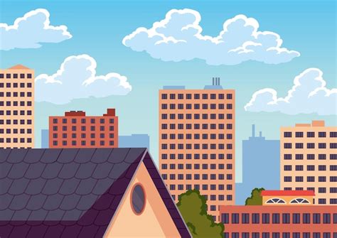 Premium Vector Tranquil Scene On City Roof Street Urban Concept And