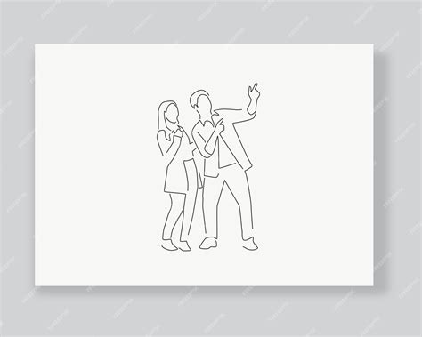 남자와 여자 라인 아트 또는 연속 한 라인 그림 프리미엄 벡터